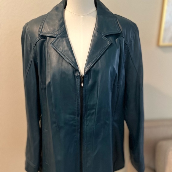 Denim&Co | Jackets & Coats | Denim Company Womens Dark Teal Leather ...
